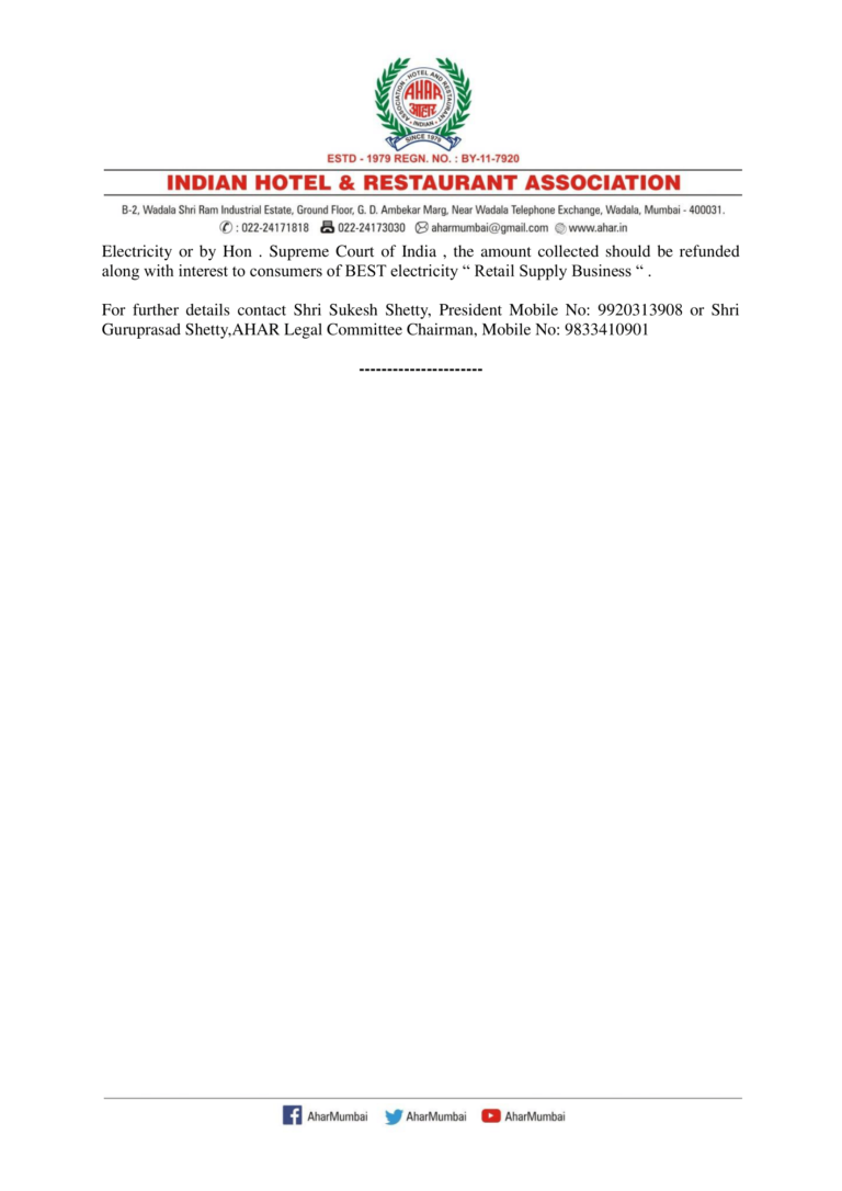AHAR Association India | Indian Hotel & Restaurant Association